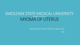 Myoma of Uuterus: Symptoms and Management | PPT