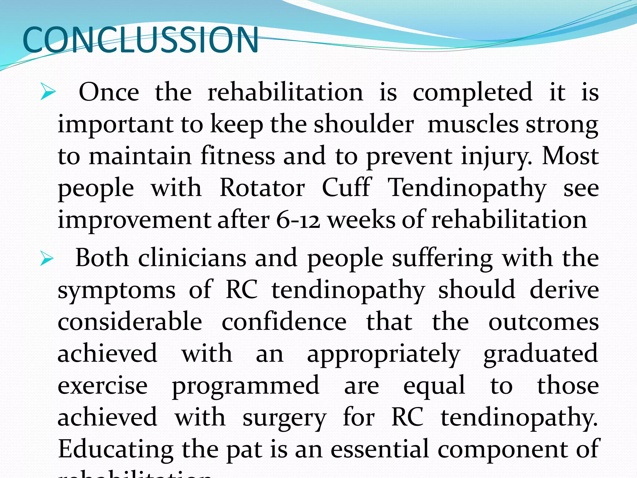 PHYSIOTHERAPY MANAGEMENT OF ROTATOR CUFF TENDINOPATHY | PPTX