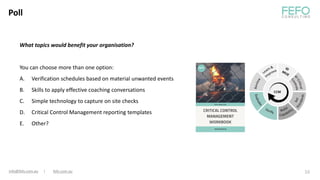 Part 4 - Critical Control Verification: Are your controls effective? | PDF