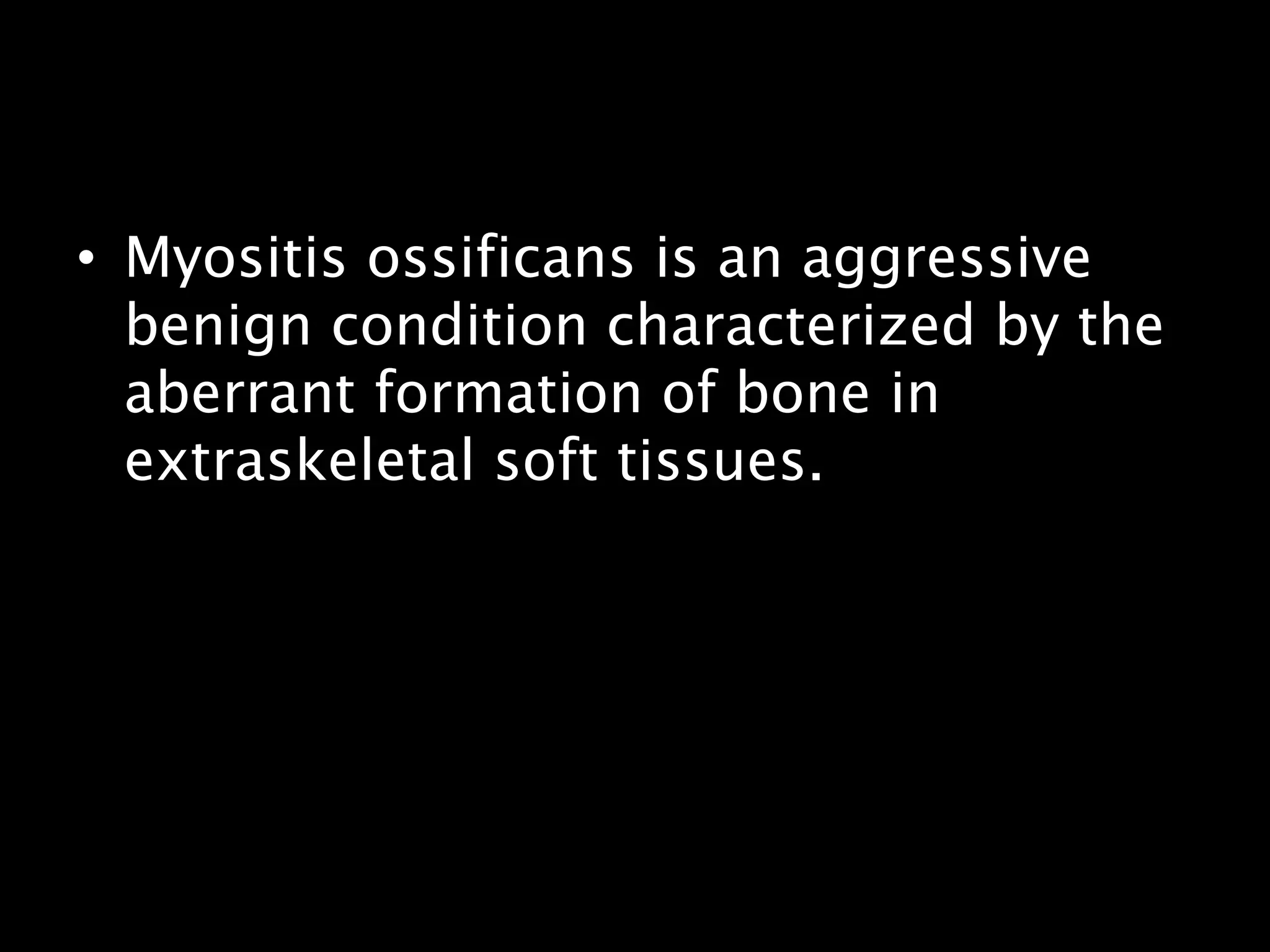 Myositis ossificans traumatica: A benign lesion with a malignant ...