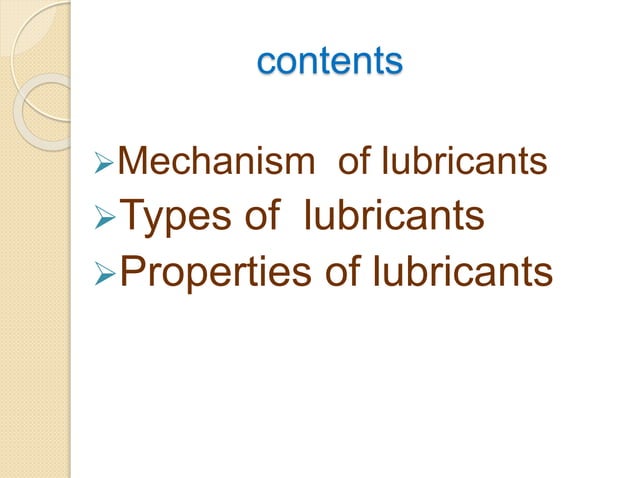 lubricants | PPTX | Chemistry | Science
