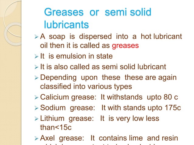 lubricants | PPTX | Chemistry | Science
