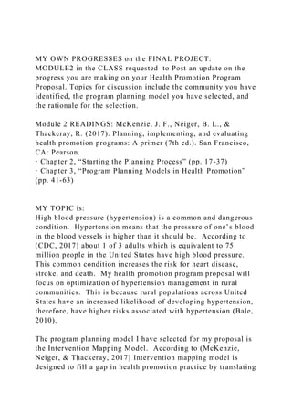 MY OWN PROGRESSES on the FINAL PROJECTMODULE2 in the CLASS requ.docx