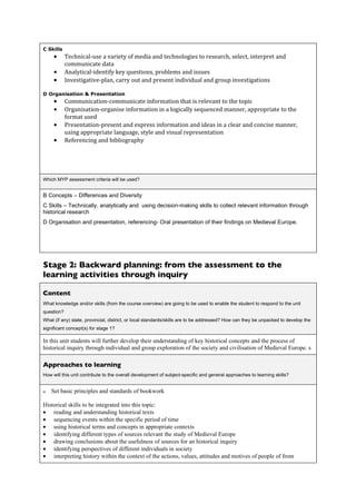Myp plan-mos-yr8-t1-2010 | DOC | Educational Assessment | Education