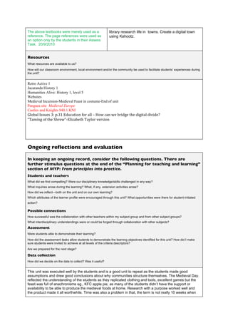 Myp plan-mos-yr8-t1-2010 | DOC