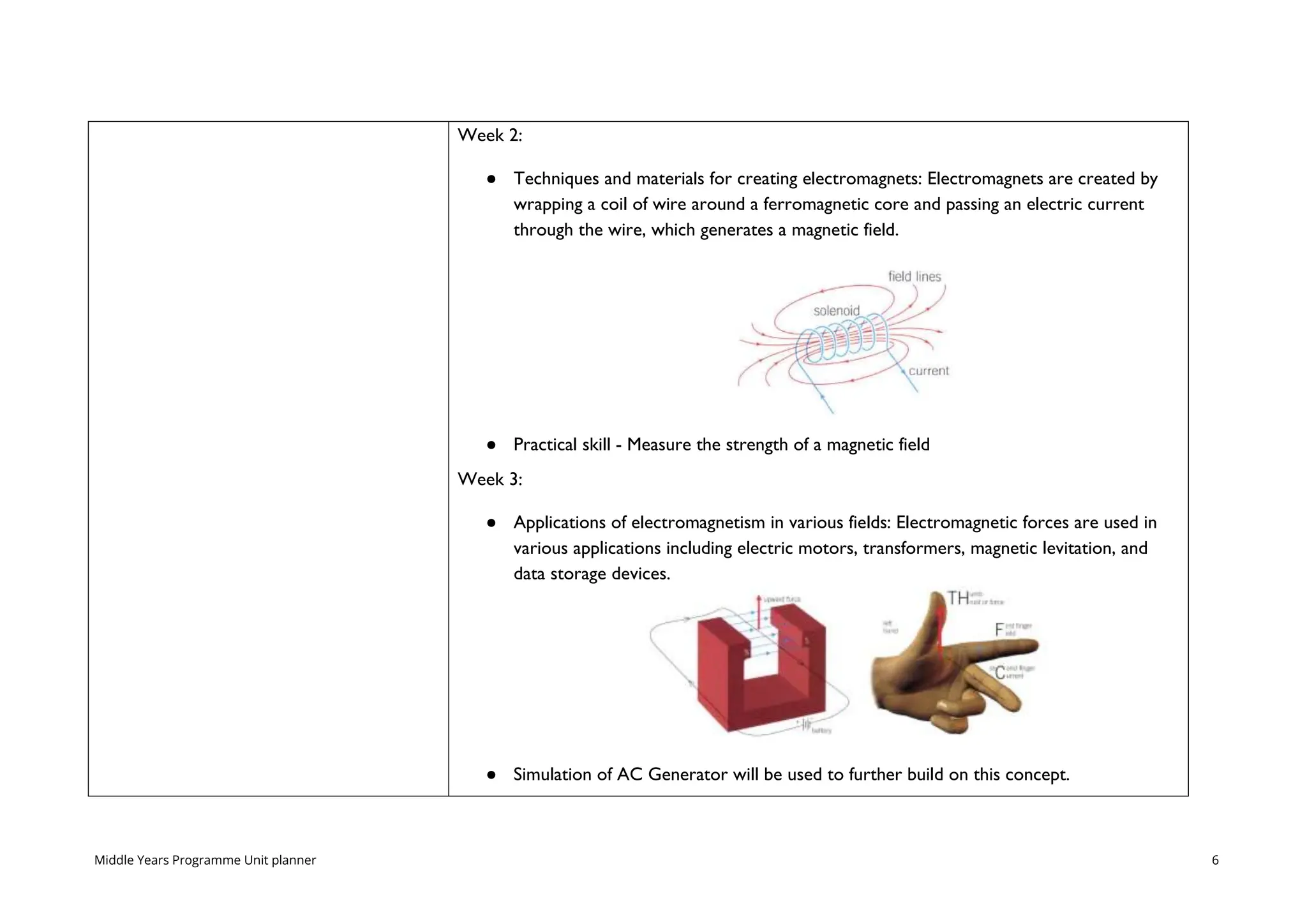 MYP 5 Physics Unit Plan- Electricity Transmission and Generation | DOCX