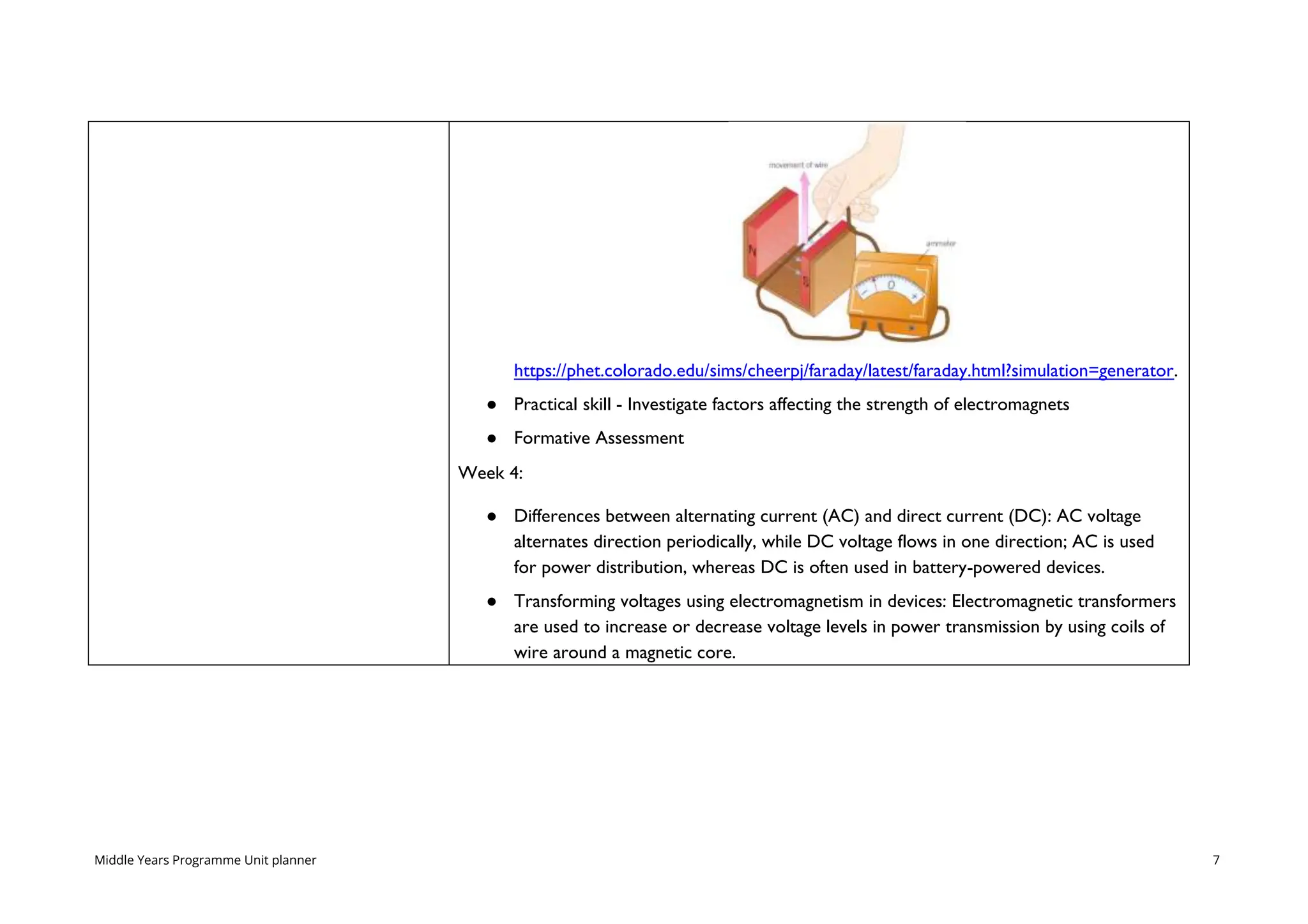 MYP 5 Physics Unit Plan- Electricity Transmission and Generation | DOCX ...