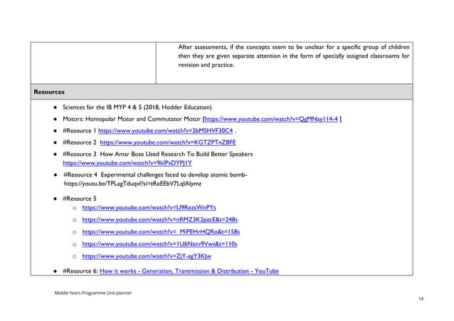 MYP 5 Physics Unit Plan- Electricity Transmission and Generation | DOCX ...