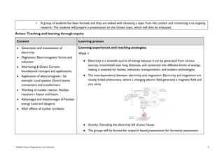 MYP 5 Physics Unit Plan- Electricity Transmission and Generation | DOCX