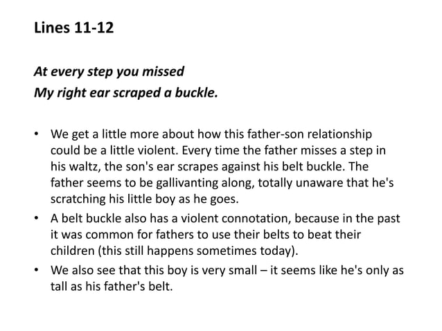 Analysis of : My papa’s waltz | PPTX