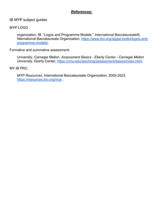MYP_Assessment_ for IB MYP for grade 9 and grade 10 | PDF