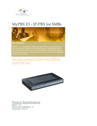 My Pbx E1 Ip Pbx For Sm Bs | PDF