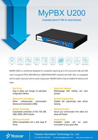 Yeastar My pbx u200_datasheet_en | PDF