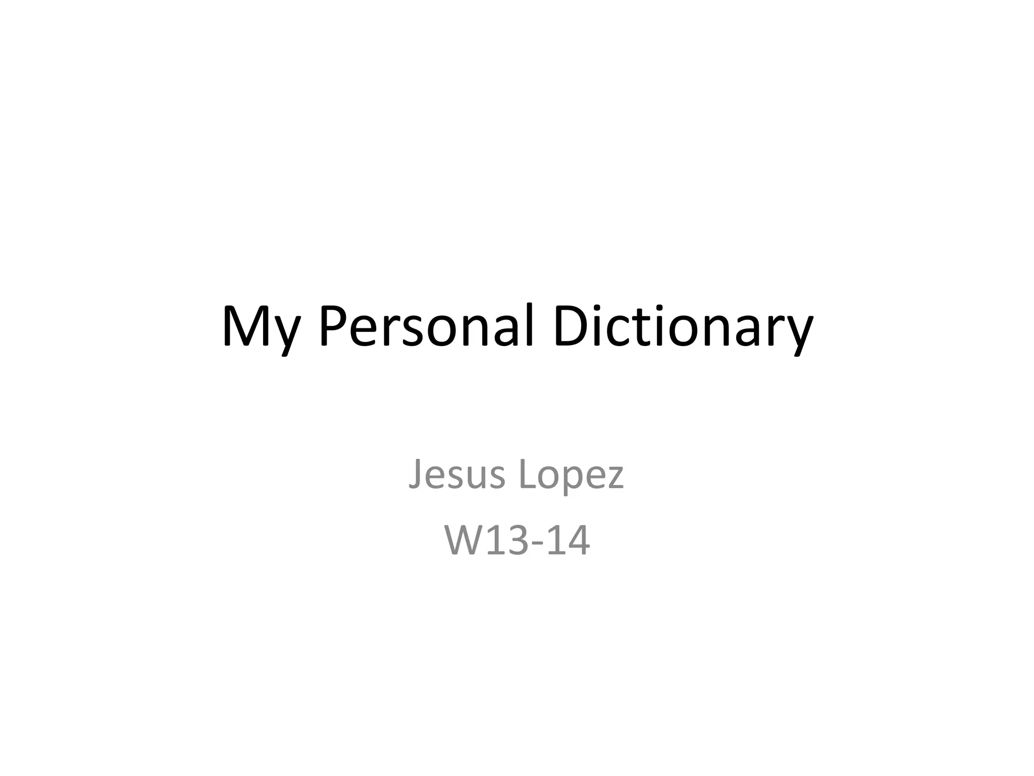 My personal dictionary | PPTX
