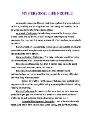 My personal life profile | DOCX