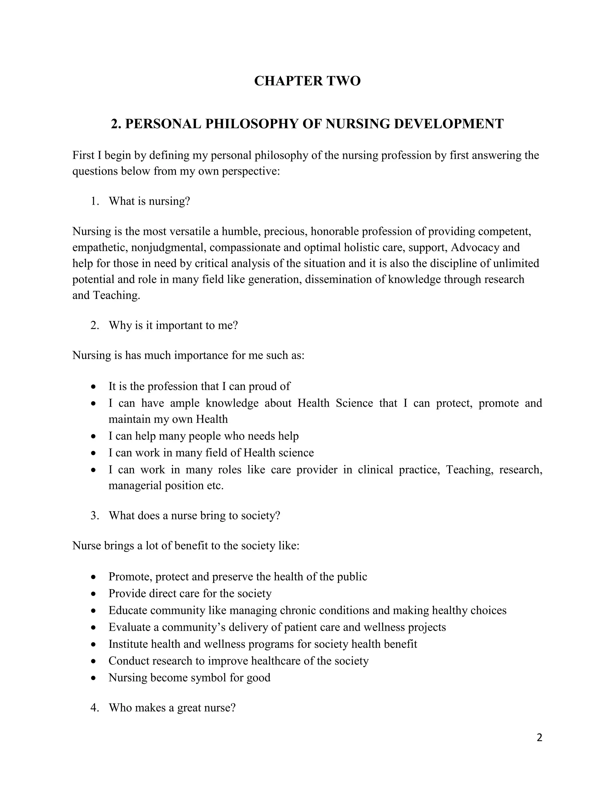 My personal nursing philosophy | PDF