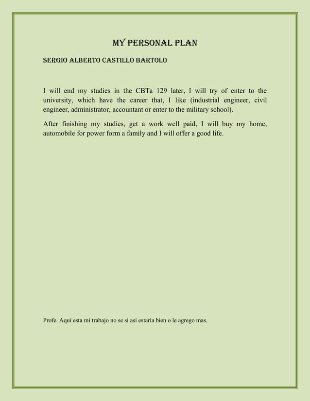 My personal plan | DOCX