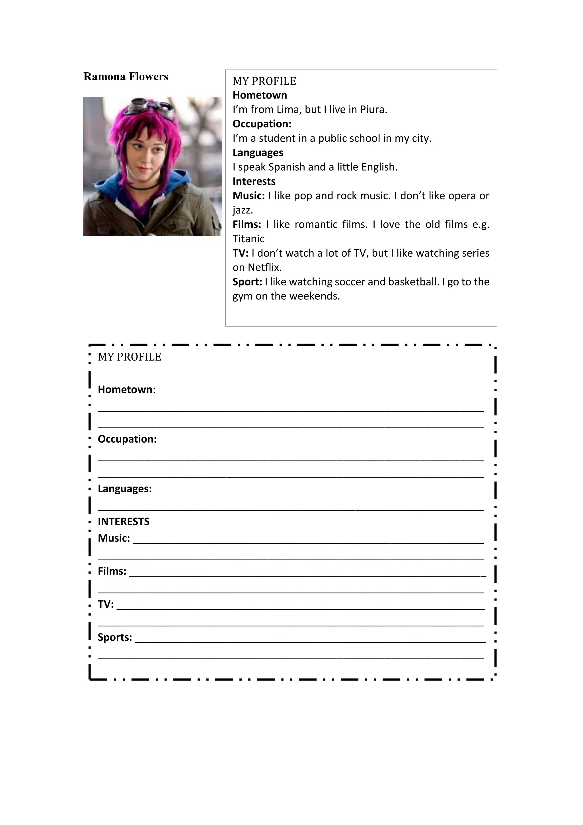 My personal profile (Mi perfil personal) | DOCX | Music | Entertainment