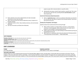 myP Grade 09 Curriculum Map document for Eng 9 | DOCX