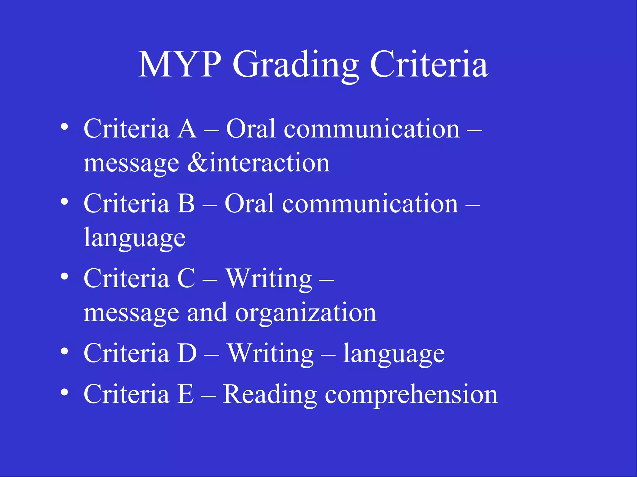 Myp grading criteria | PPT