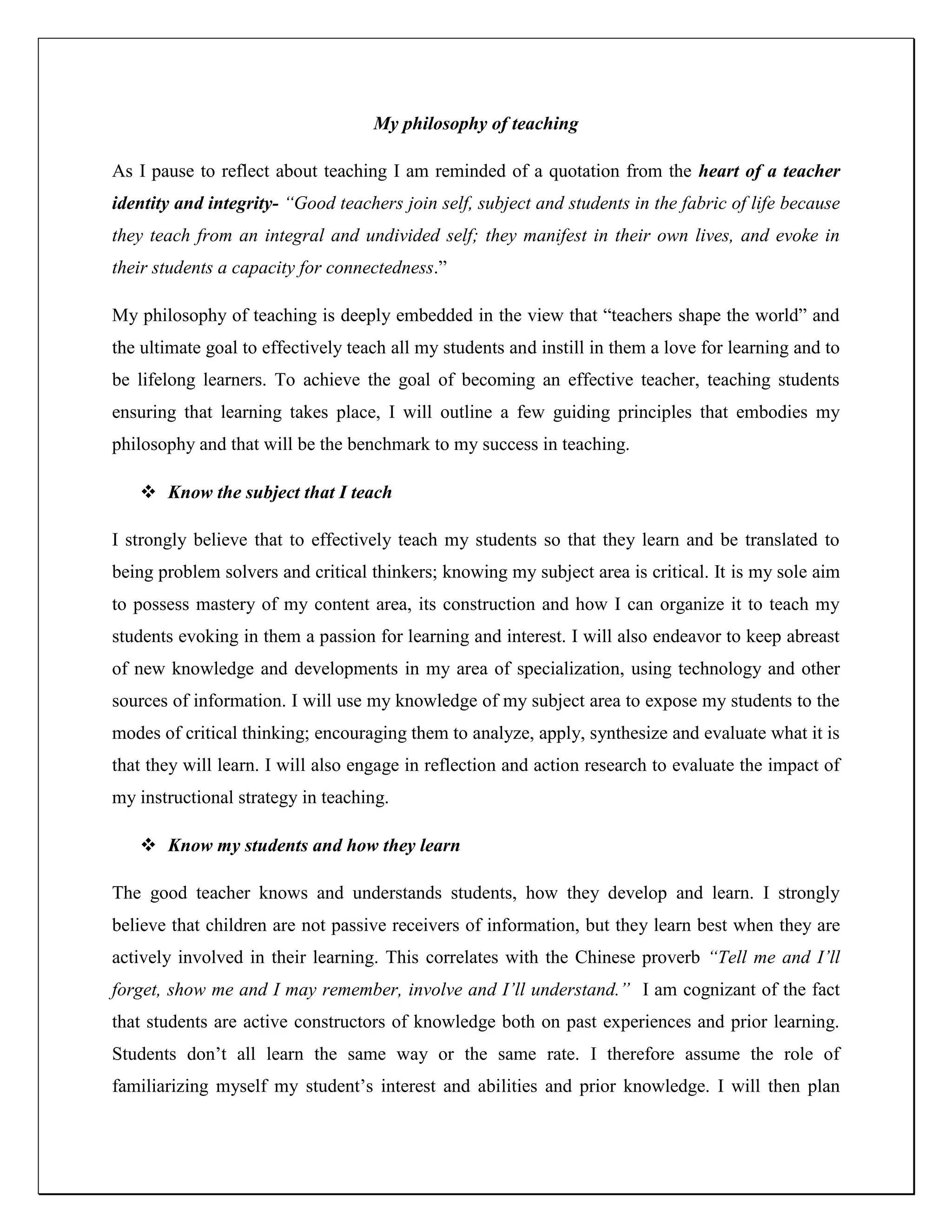 My philosophy of teaching | DOC