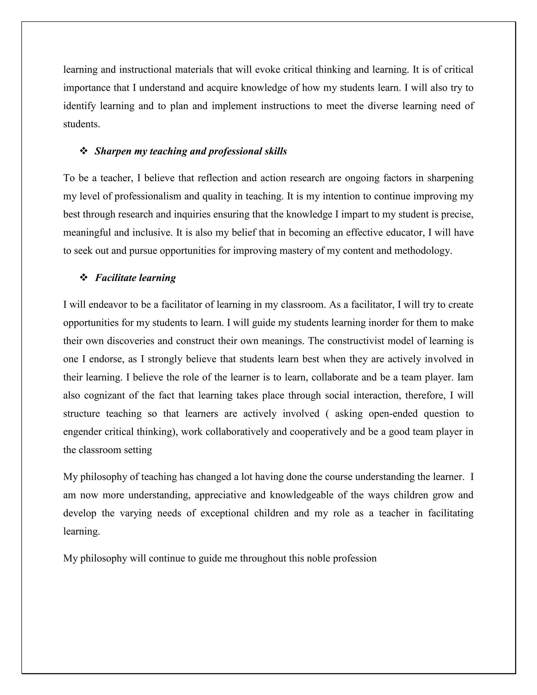 My philosophy of teaching | DOC