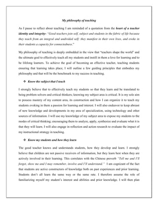My philosophy of teaching | DOC