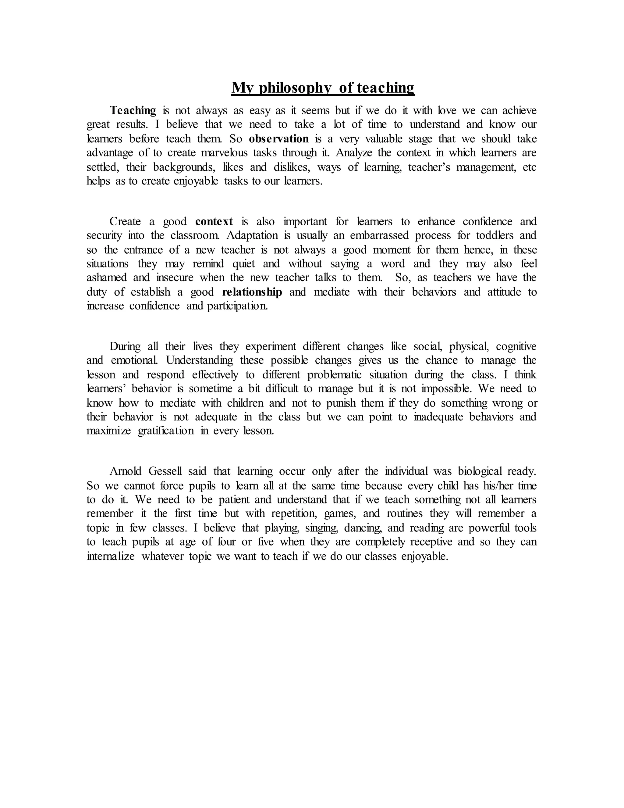 My philosophy of teaching | DOCX