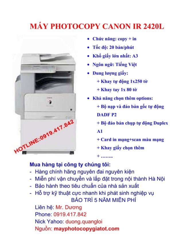Máy photocopy canon ir 2420l | PDF