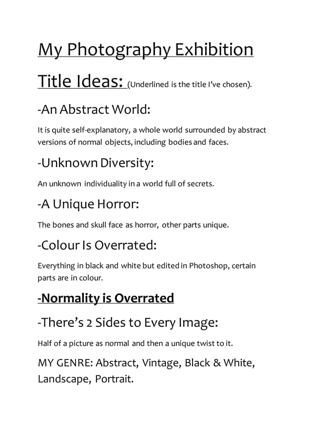 My photography exhibition | PDF