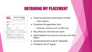 My Placement Experience Power Point Slides | PPTX