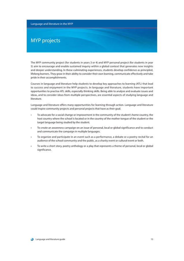 MYP Language and literature guide .pdf | Secondary Education | Education