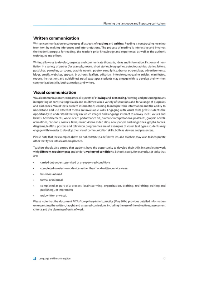 MYP Language and literature guide .pdf | Secondary Education | Education