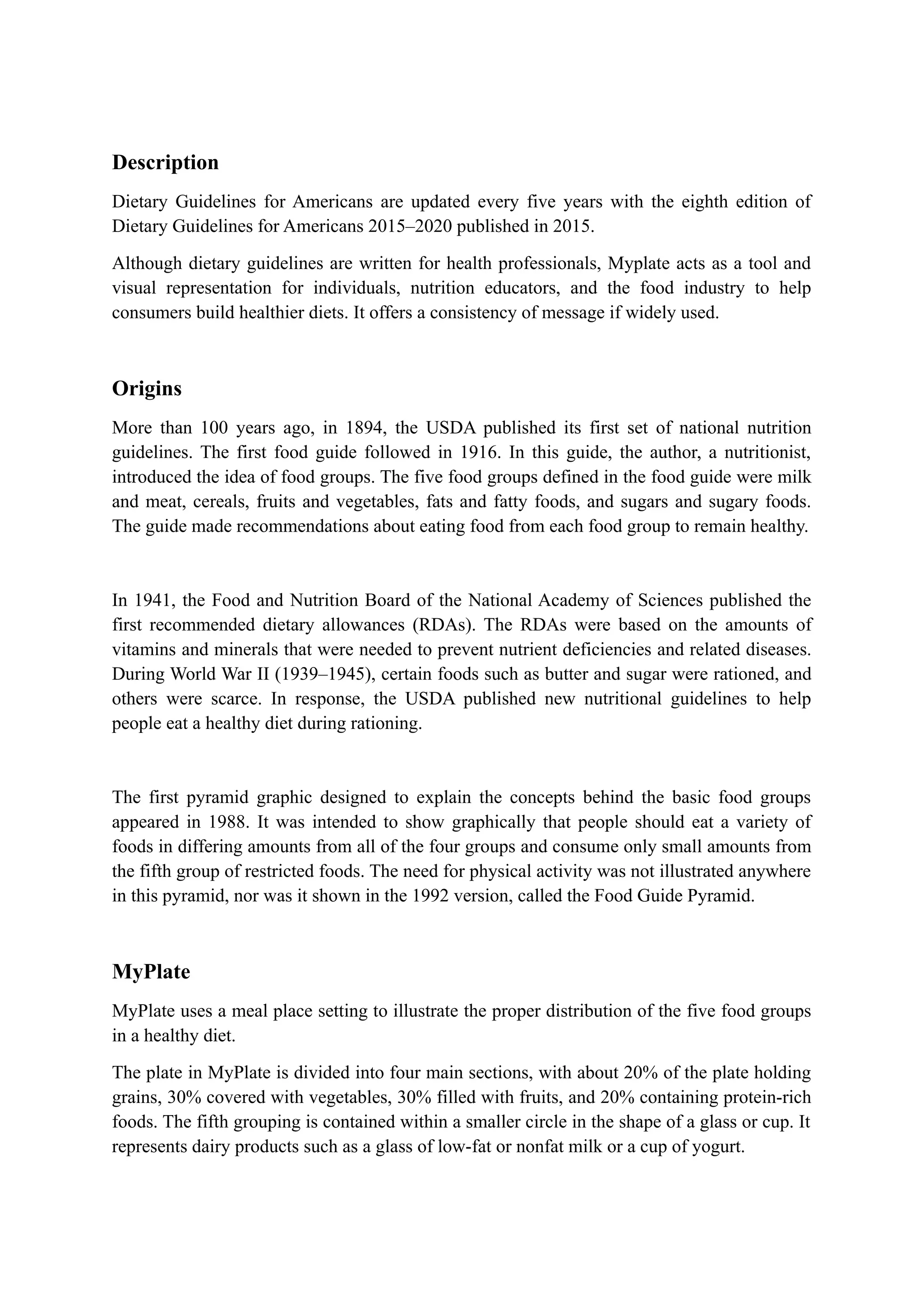 My Plate: A Simple Guide to Balanced Nutrition | DOCX