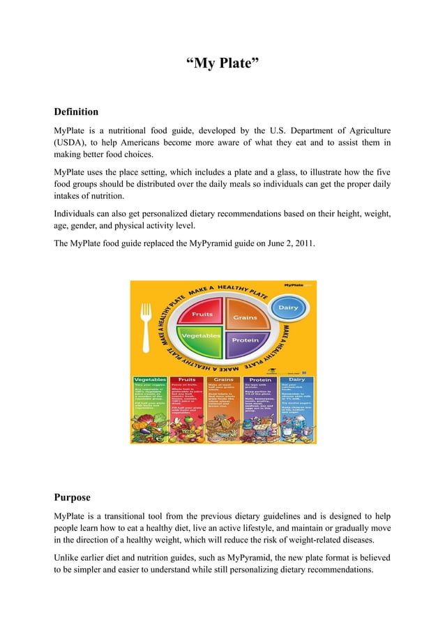 My Plate: A Simple Guide to Balanced Nutrition | DOCX
