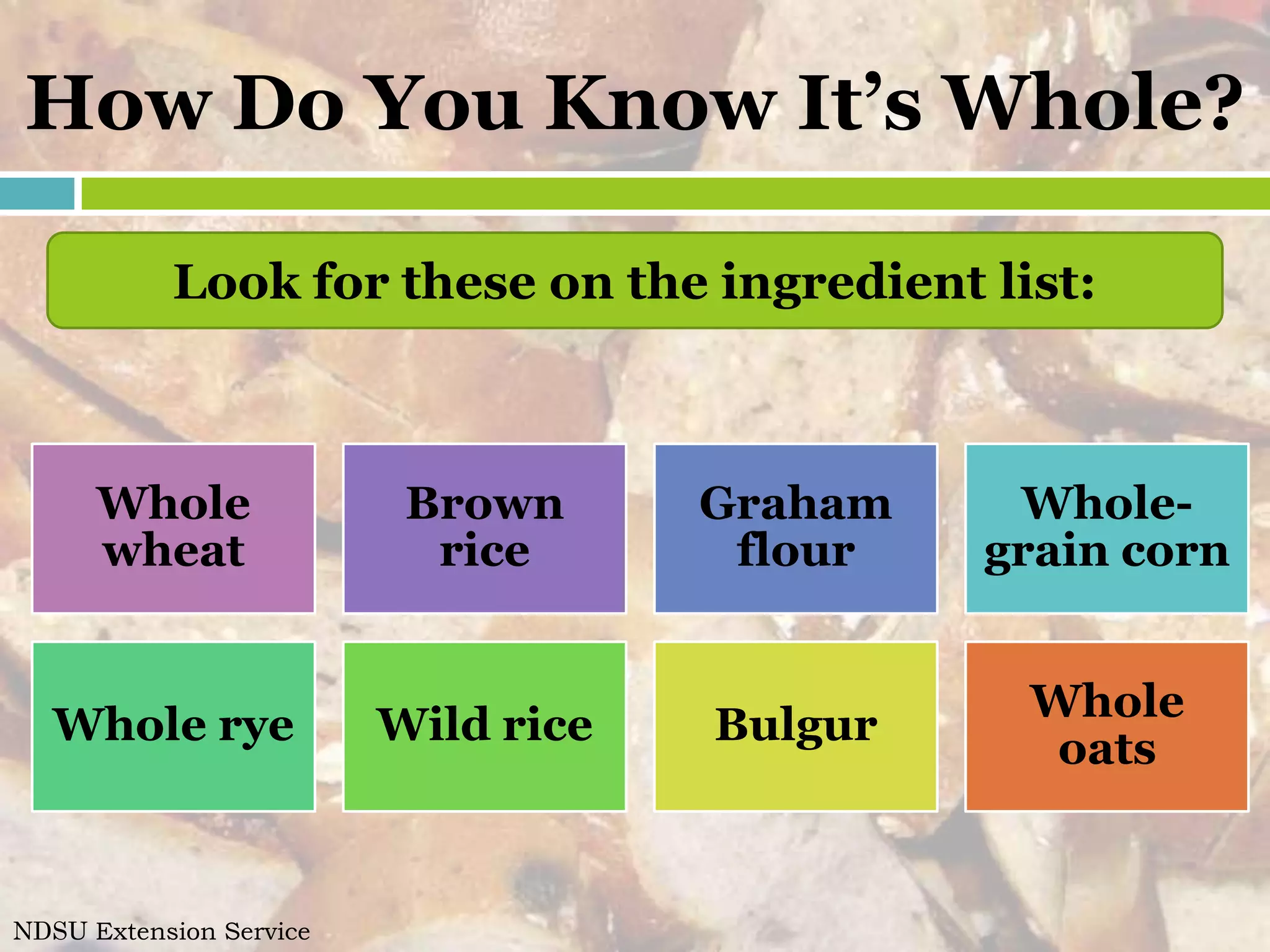 MyPlate- Make Half Your Grains Whole Grains | PPTX