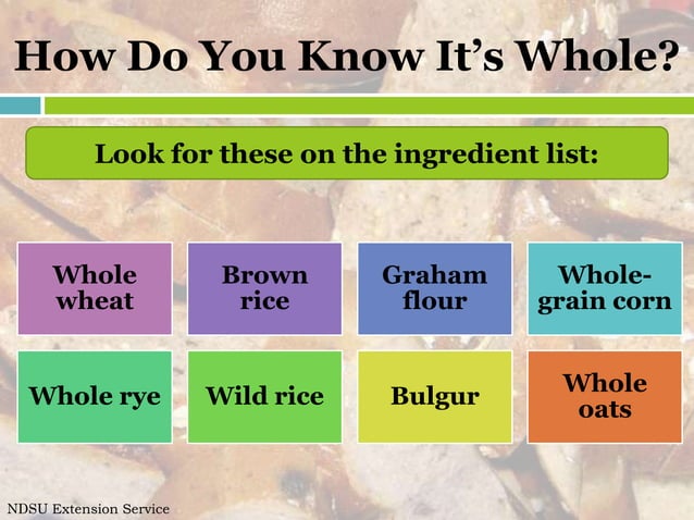 MyPlate- Make Half Your Grains Whole Grains | PPT