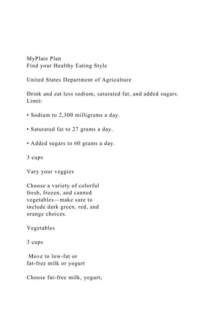 MyPlate PlanFind your Healthy Eating StyleUnited States | DOCX ...