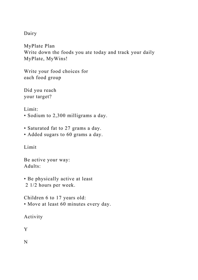 MyPlate PlanFind your Healthy Eating StyleUnited States | DOCX ...