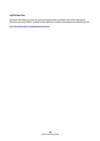 My pls learning_activities_lams0811 | PDF