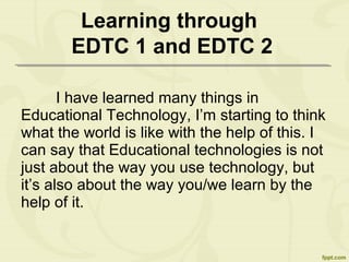 My portfolio in Educational Technology | PPT