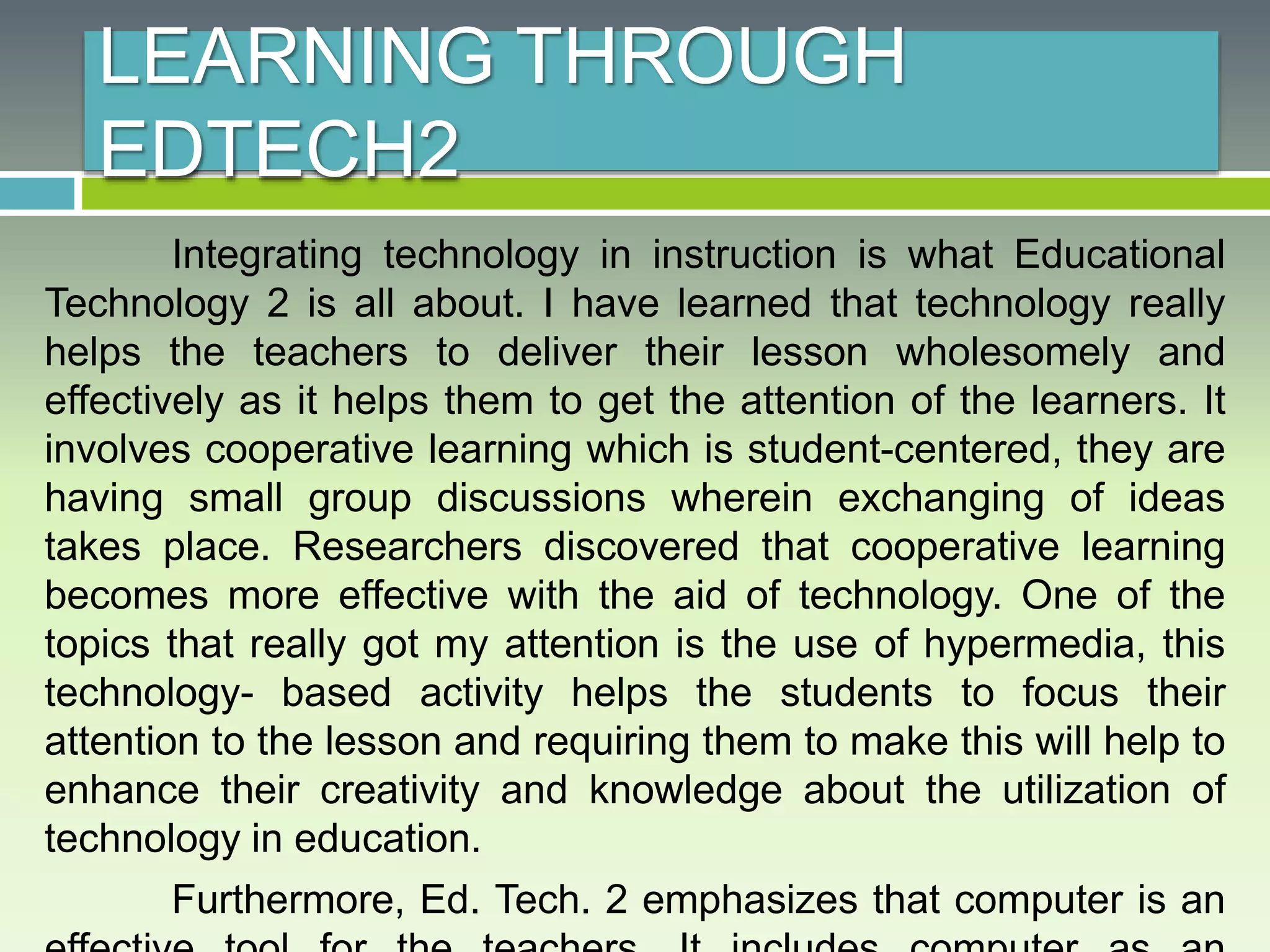 My portfolio in educational technology | PPTX