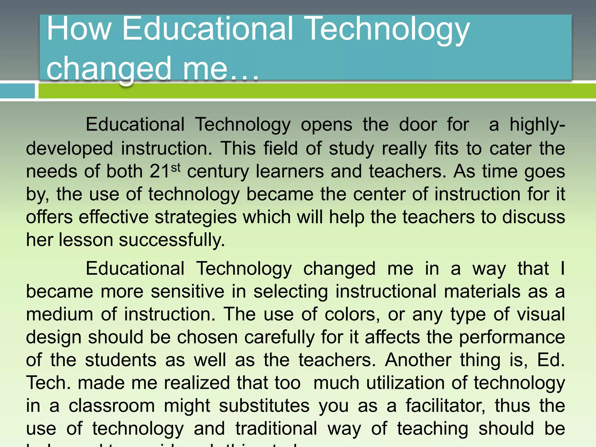 My portfolio in educational technology | PPTX