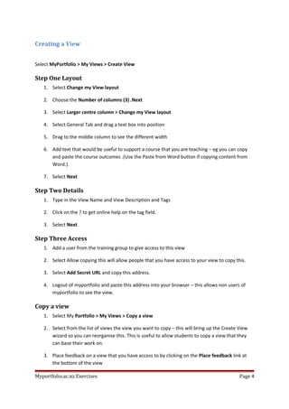 Myportfolio lecturer training exercises | PDF