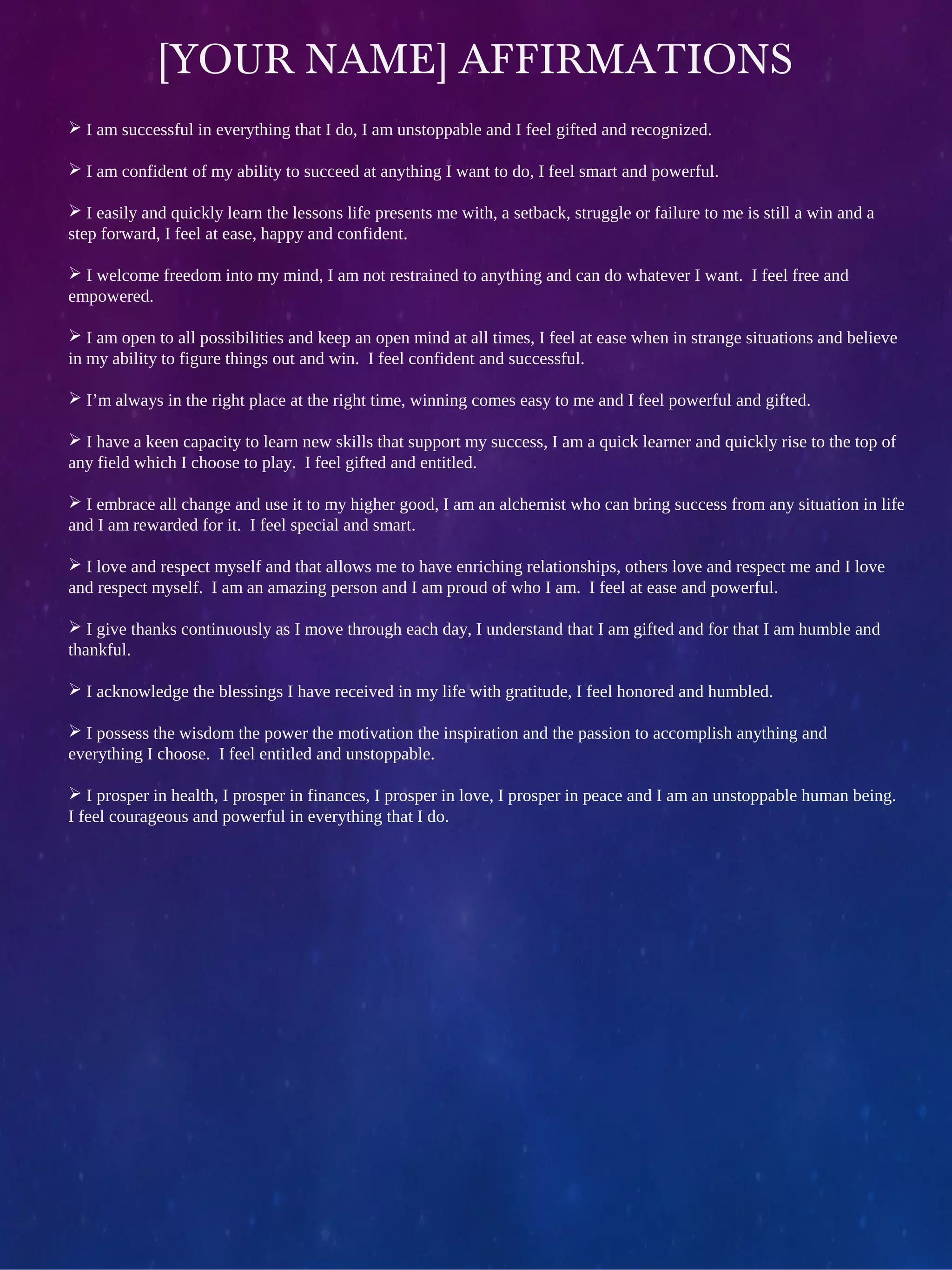 My Positive Affirmations In 30 Days | PPT