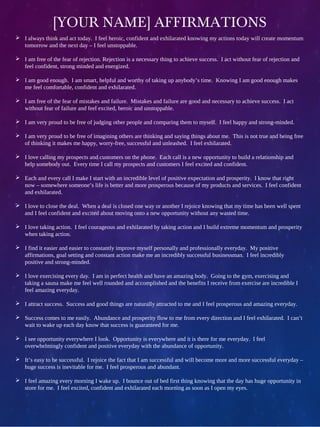 My Positive Affirmations In 30 Days | PPT