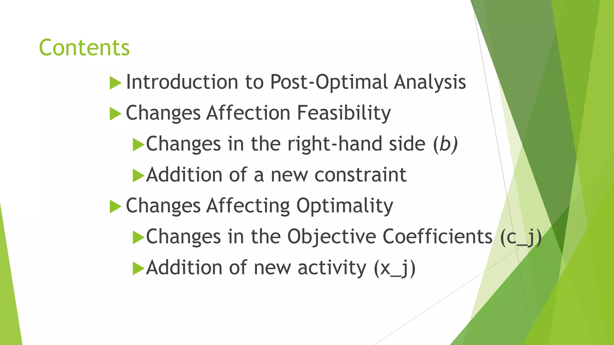 Post-optimal analysis of LPP | PDF
