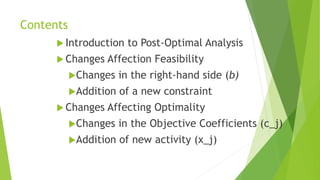 Post-optimal analysis of LPP | PDF
