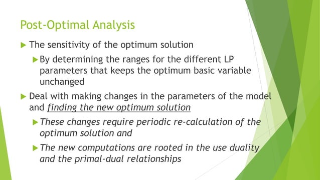 Post-optimal analysis of LPP | PDF