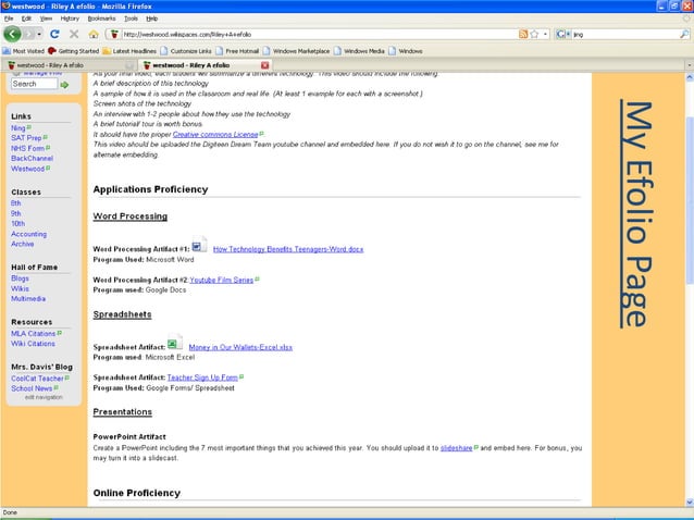 My Power Point Efolio | PPT
